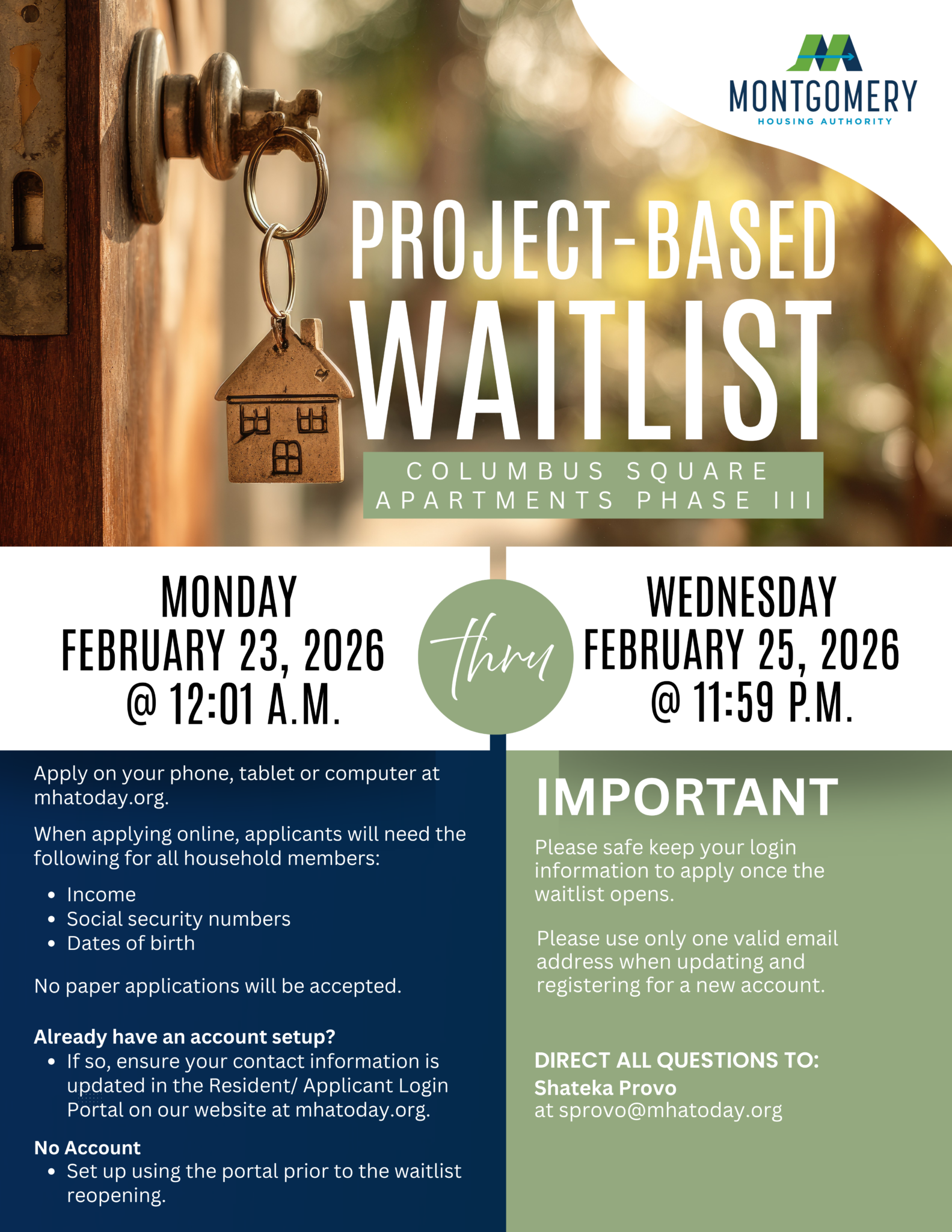 Notice of Project-Based Waitlist – Montgomery Housing Authority